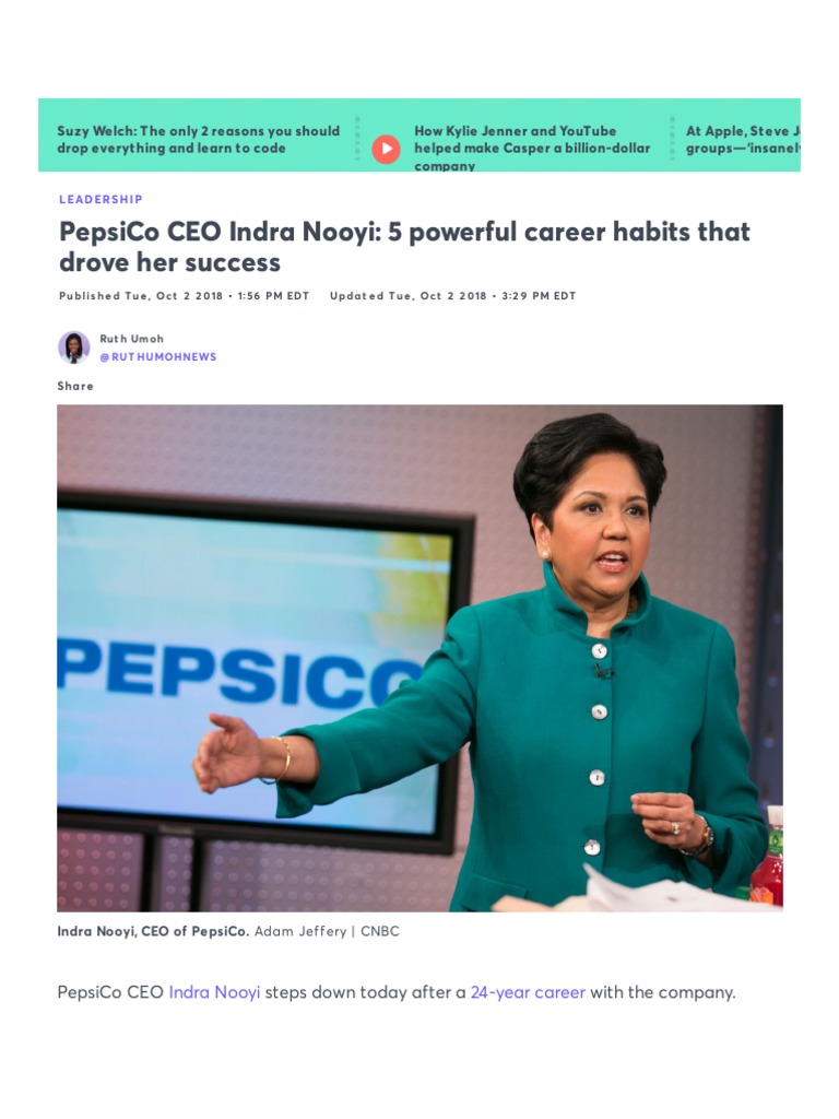 2018 Indra Nooyi Habits For Success | PDF | Pepsi Co | Business