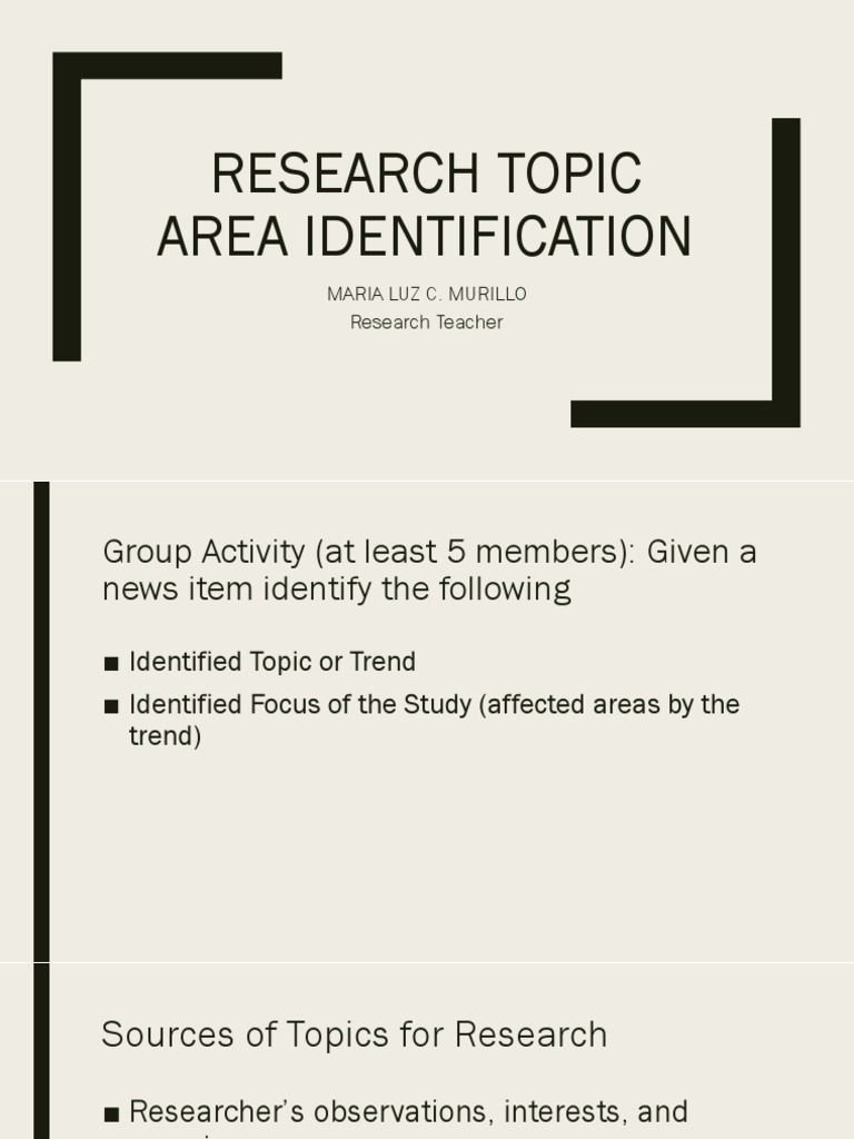 Research Topic Area Identification | PDF