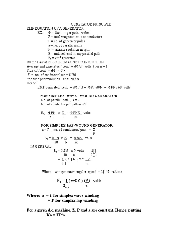 Generator EMF Equation | PDF