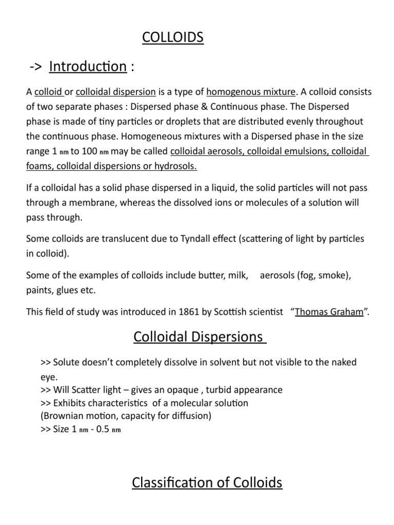 Colloids - Introduction:: NM NM | PDF | Colloid | Condensed Matter