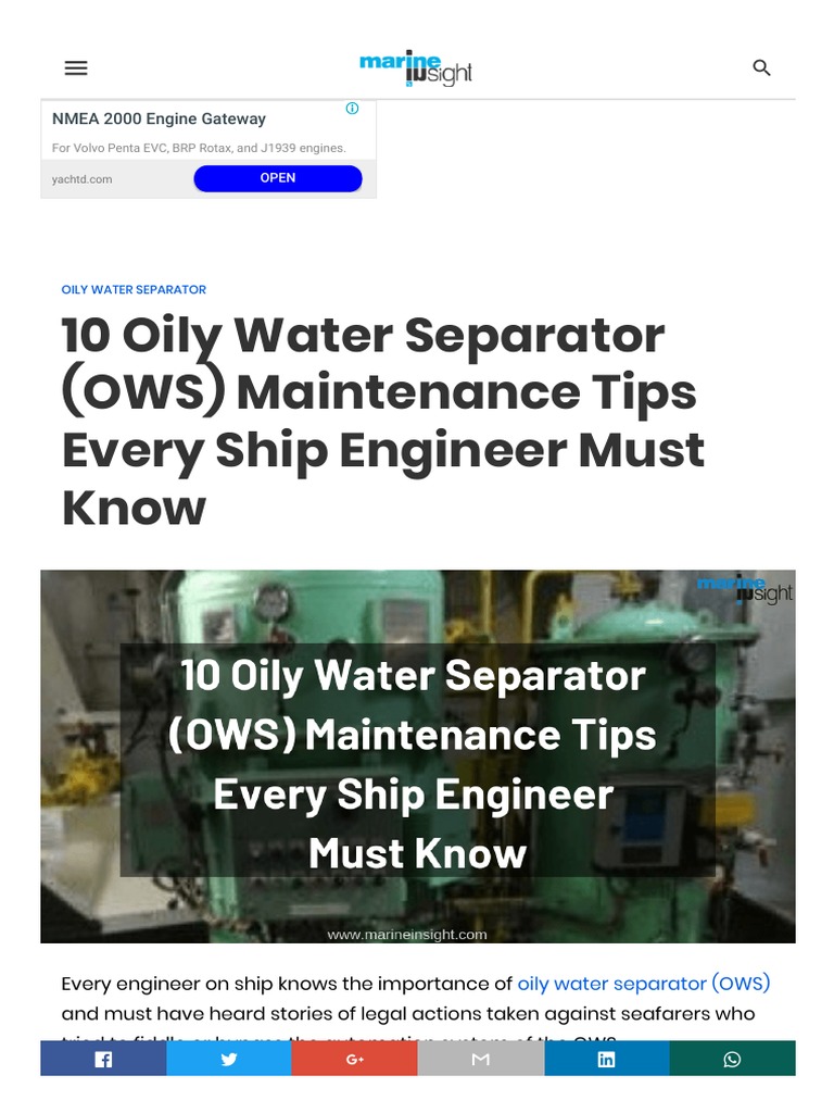 10 Oily Water Separator (OWS) Maintenance Tips Every Ship Engineer Must ...