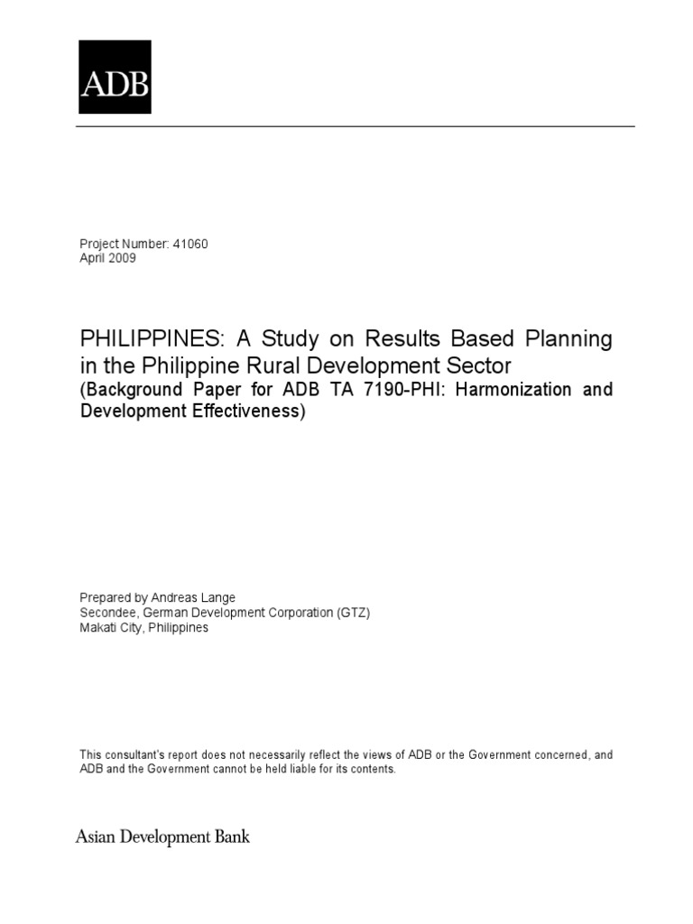 PHILIPPINES: A Study On Results Based Planning in The Philippine Rural ...