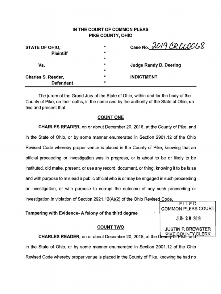 Indictment of Pike County Sheriff Charles Reader | PDF