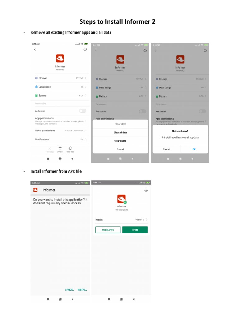 Steps To Install Informer 2: - Remove All Existing Informer Apps and ...