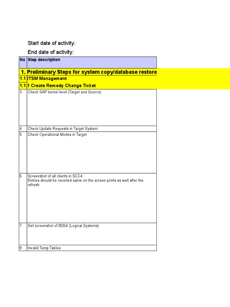 System Refresh Basis Activities | PDF | Databases | Backup