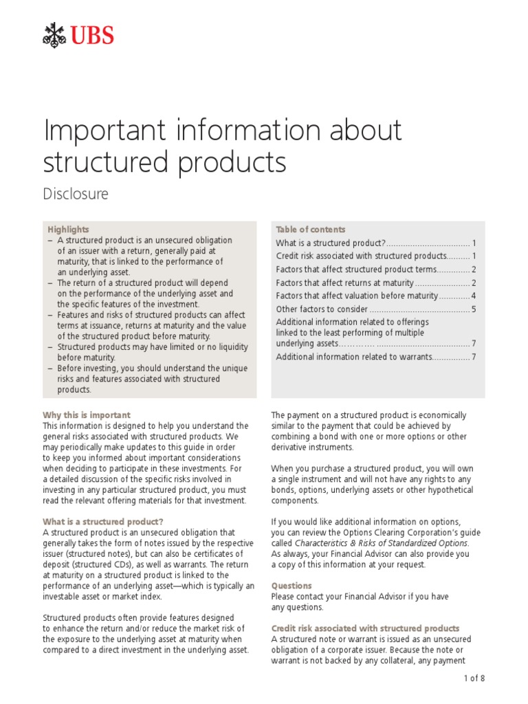 Structured Products - Info - UBS | PDF | Bonds (Finance) | Certificate ...