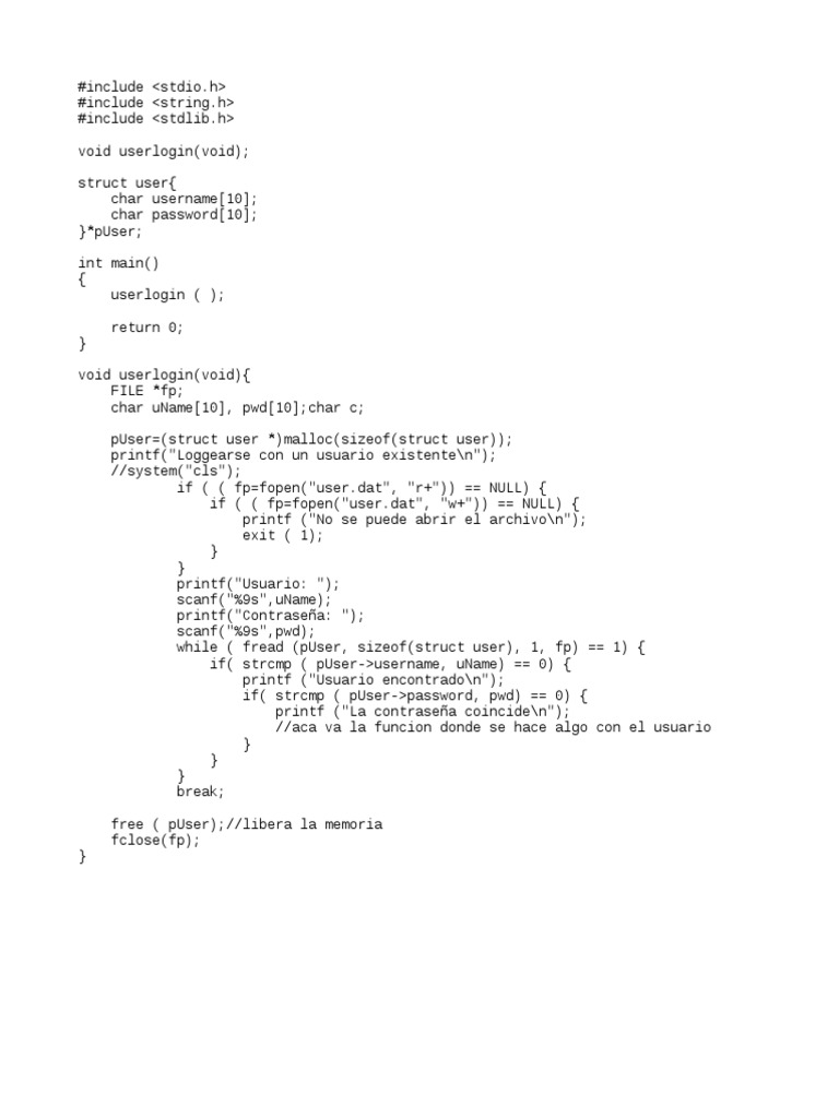 Login en C | PDF