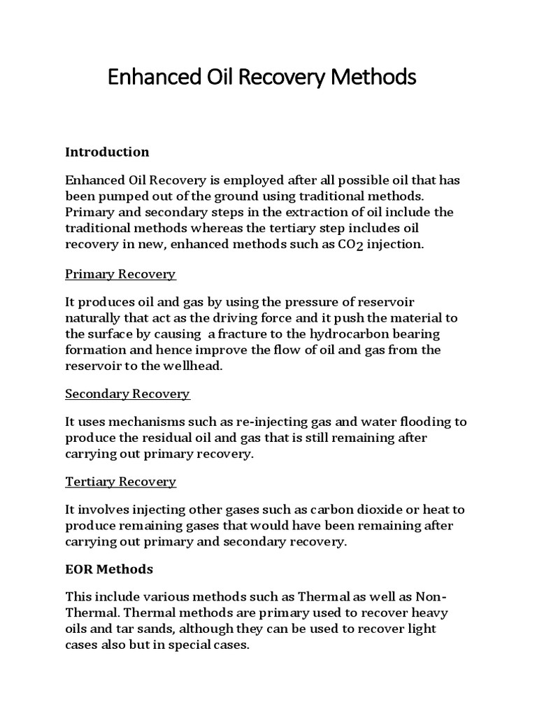 Enhanced Oil Recovery Methods | PDF | Enhanced Oil Recovery ...