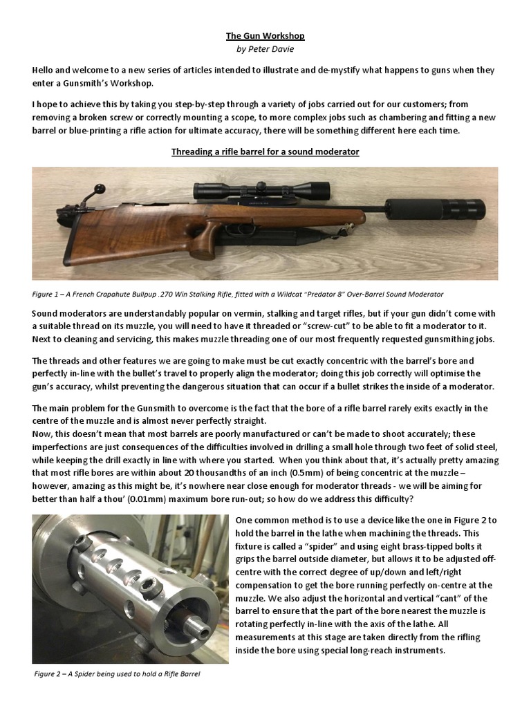 Gunsmith Threads Rifle Barrel for Sound Moderator | PDF | Gun Barrel ...