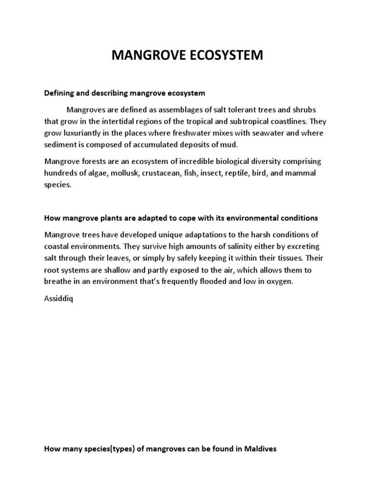 Defining and Describing Mangrove Ecosystem | PDF | Mangrove | Ecoregions
