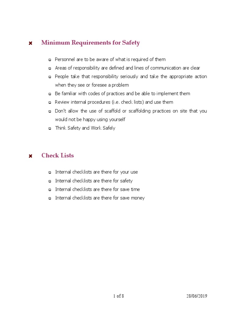 Minimum Requirements For Safety | PDF | Personal Protective Equipment ...