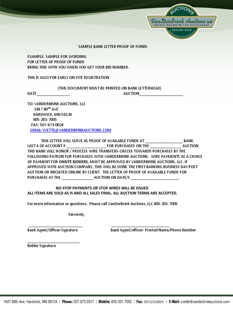 Proof of Available Funds Sample 2019 | PDF