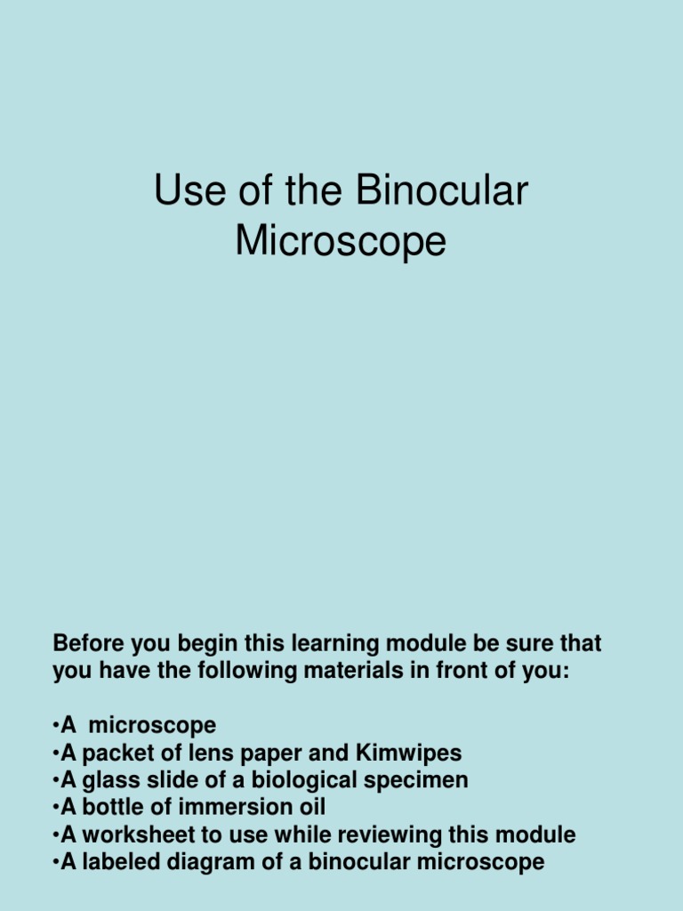 How To Use A Binocular Microscope | PDF | Lens (Optics) | Optical Devices