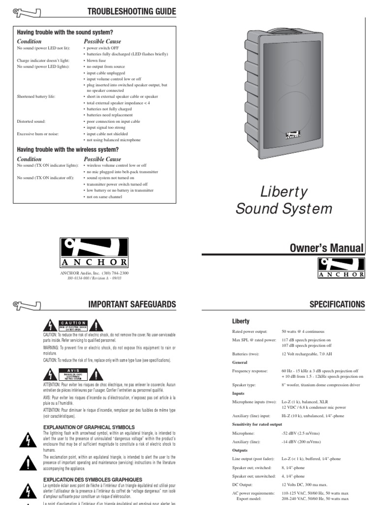 Liberty Sound System: Troubleshooting Guide | PDF | Battery Charger ...