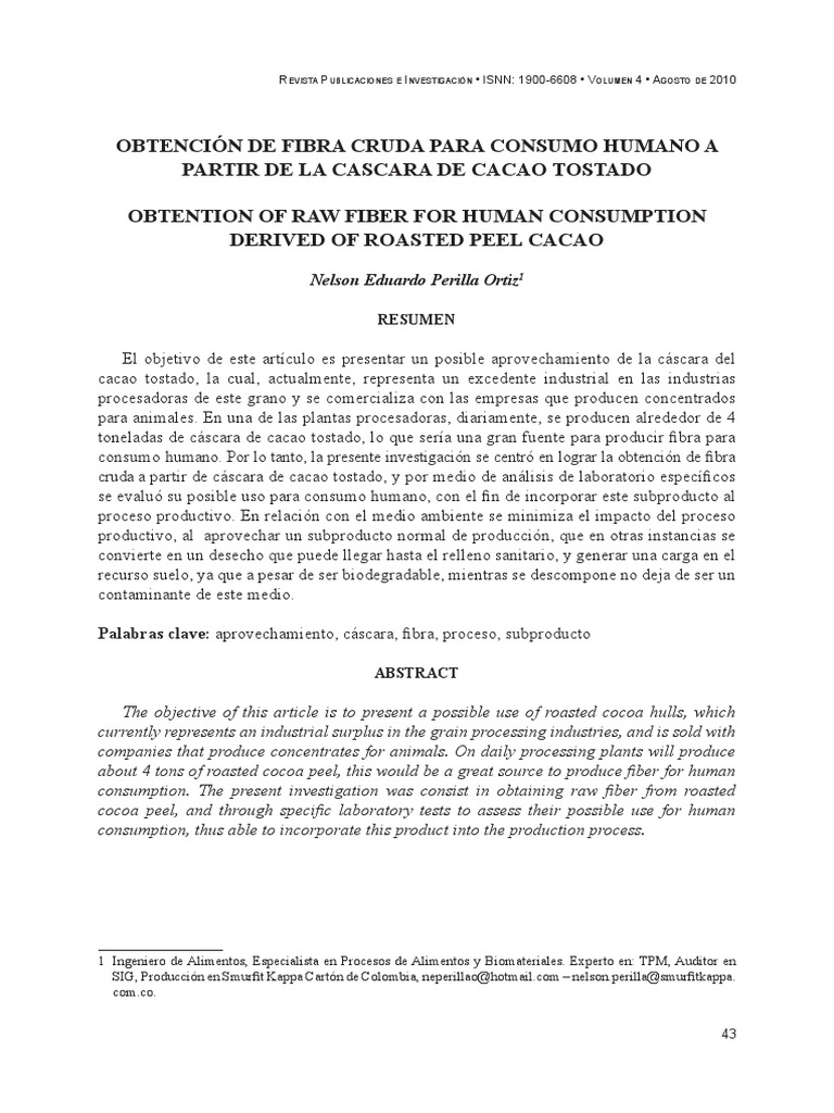 Obtencion de Fibra Cruda para Consumo Humano A Par | PDF | Fibra ...