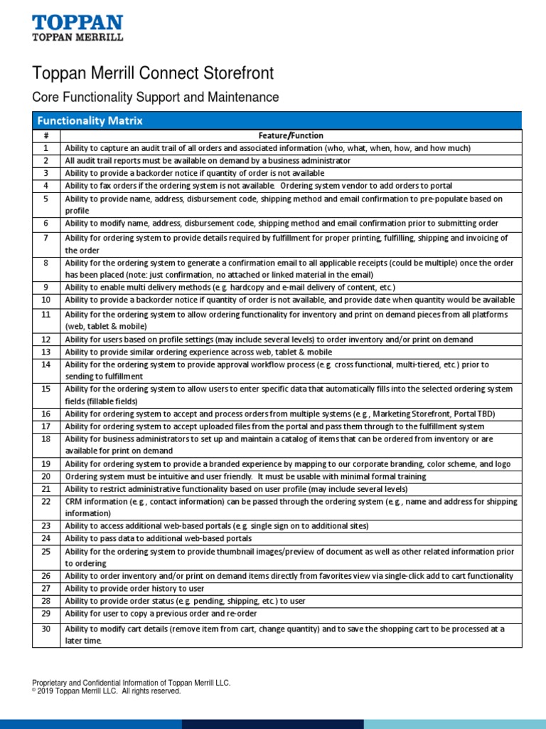 Toppan Merrill Functionality Matrix | PDF | Usability | Metadata