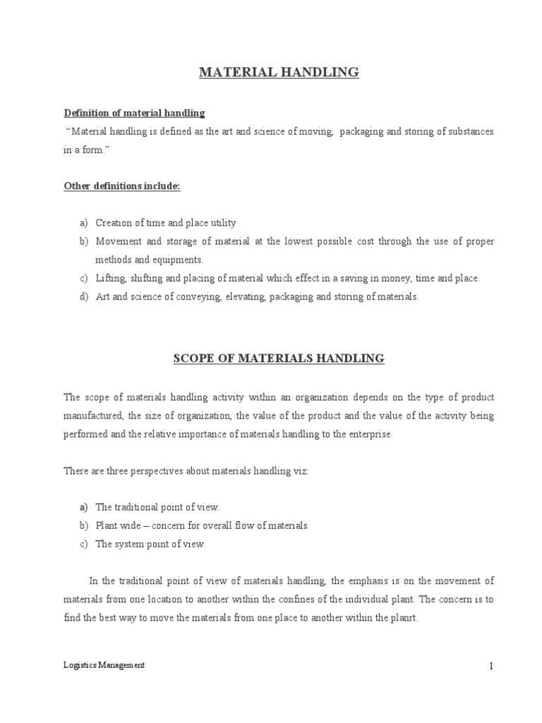 Definition of Material Handling | PDF | Crane (Machine) | Logistics