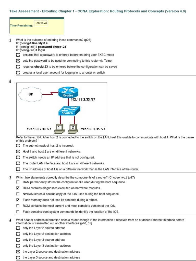 Take Assessment - Erouting Chapter 1 - Ccna Exploration: Routing Protocols and Concepts (Version ...