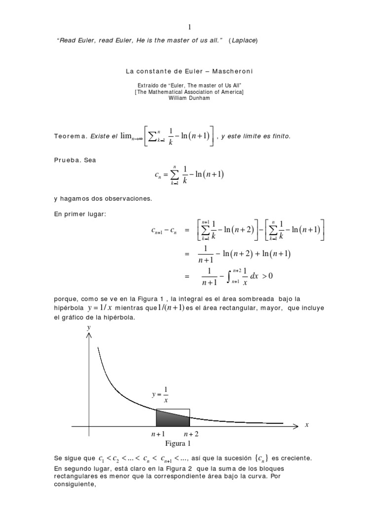 La Constante de Euler - Mascheroni | PDF | Pi | Análisis matemático