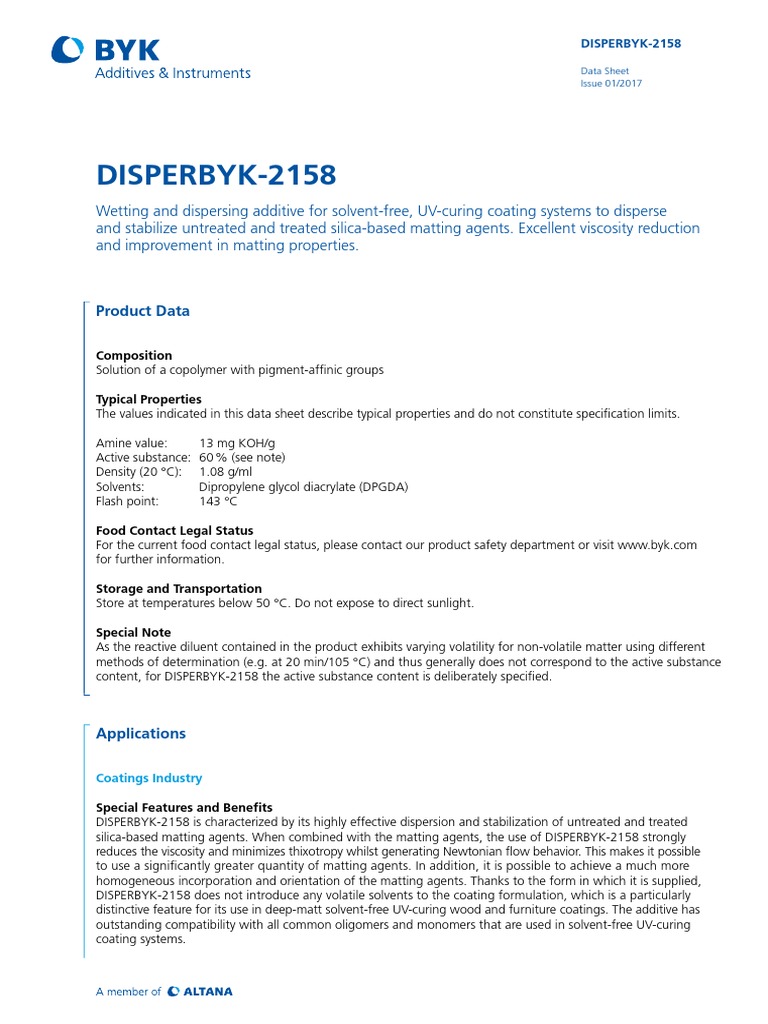 Tds Disperbyk-2158 en | PDF | Viscosity | Solvent
