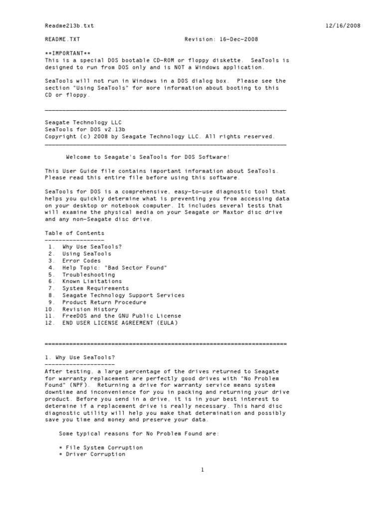 Sea Tools Dos Guide | PDF | License | Booting