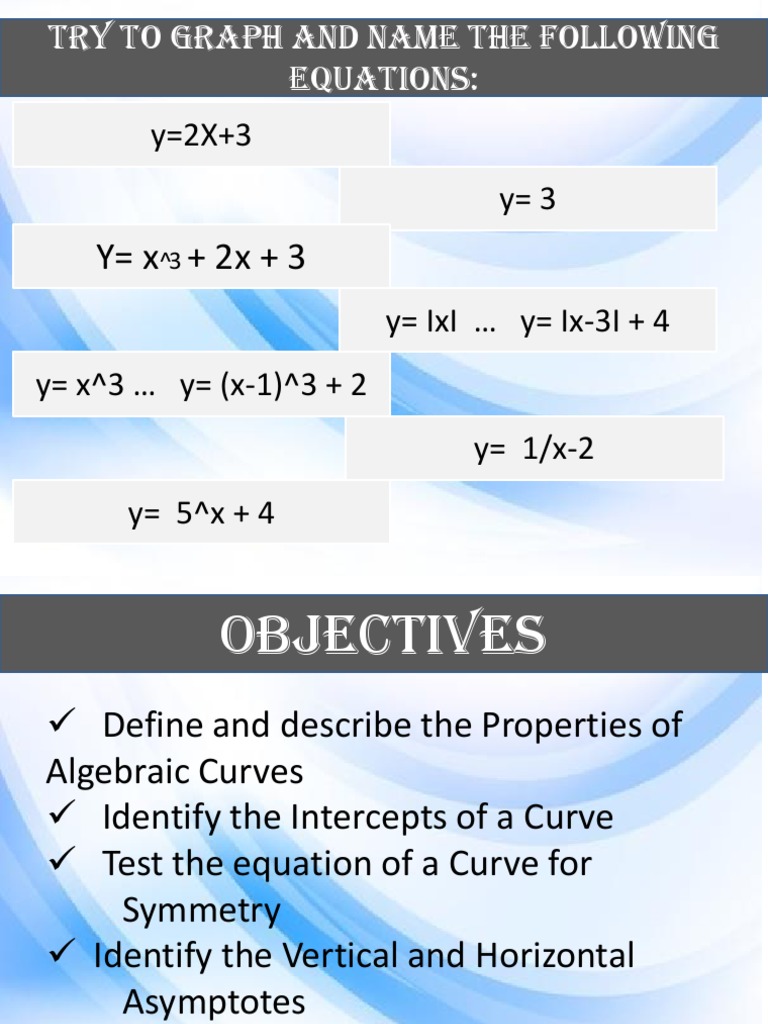 Try To Graph And Name The Following Equations Pdf Cartesian Coordinate System Asymptote