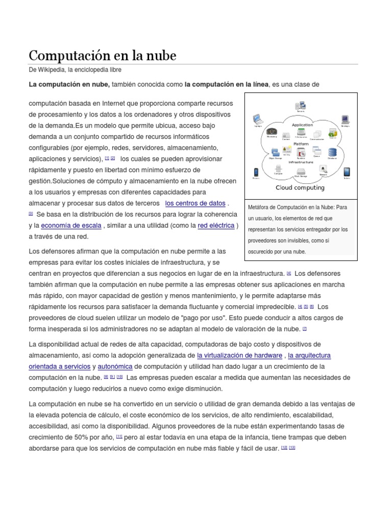 Clase Cloud Computing Wikipedia Rev 722251911 ES | PDF | Computación en la nube | Virtualización