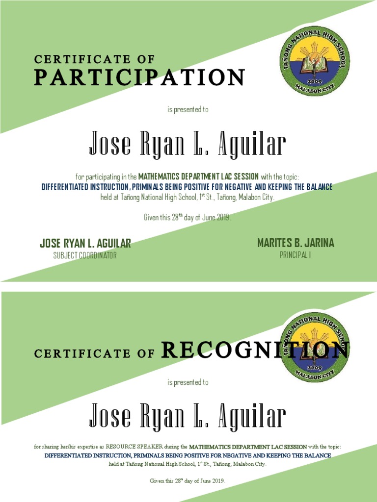 Certificate For LAC Sessions | PDF