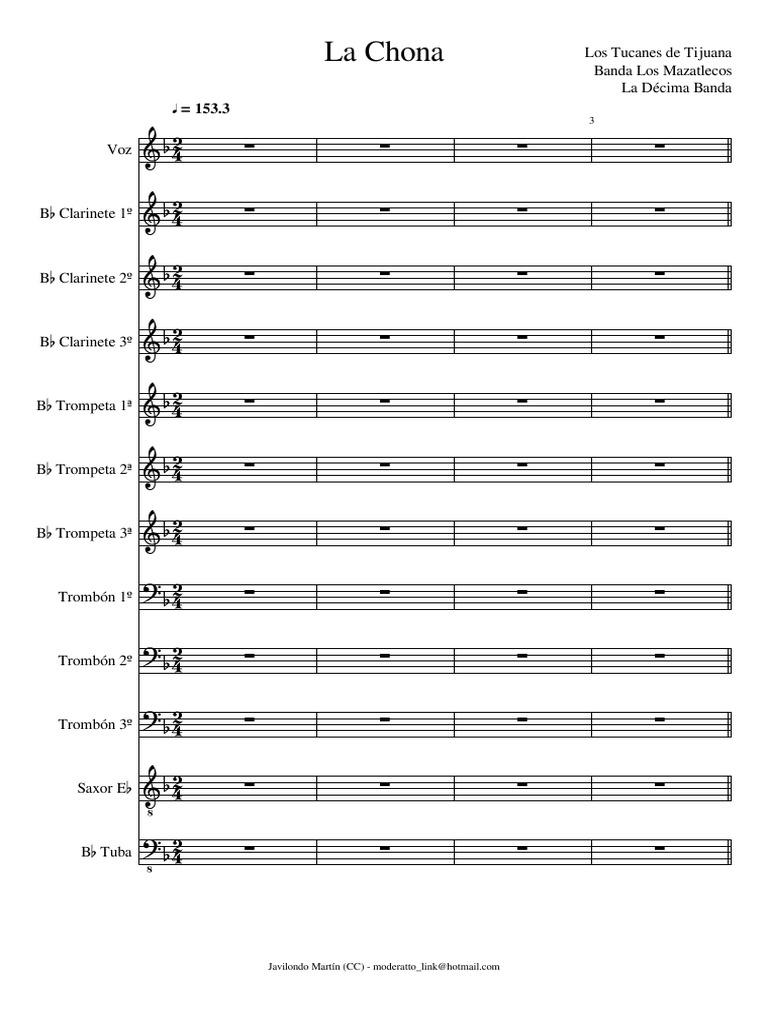 La Chona - Score - and - Parts | PDF | Musicology | Pitch (Music)