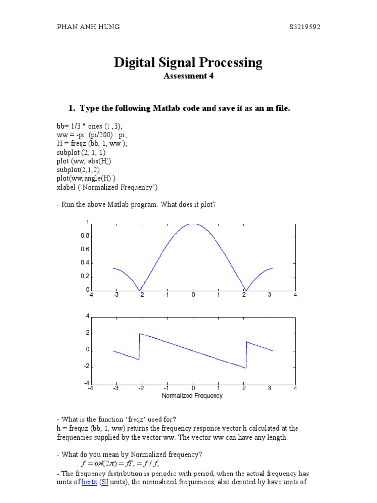Analysis of a Digital Signal Processing Assignment on FIR and IIR Filter Design | PDF | Filter ...