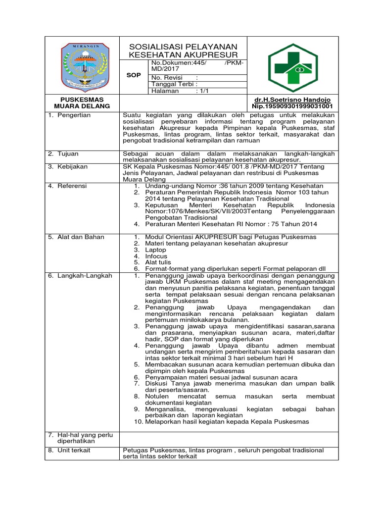SOP Sosialisasi Akupresur | PDF
