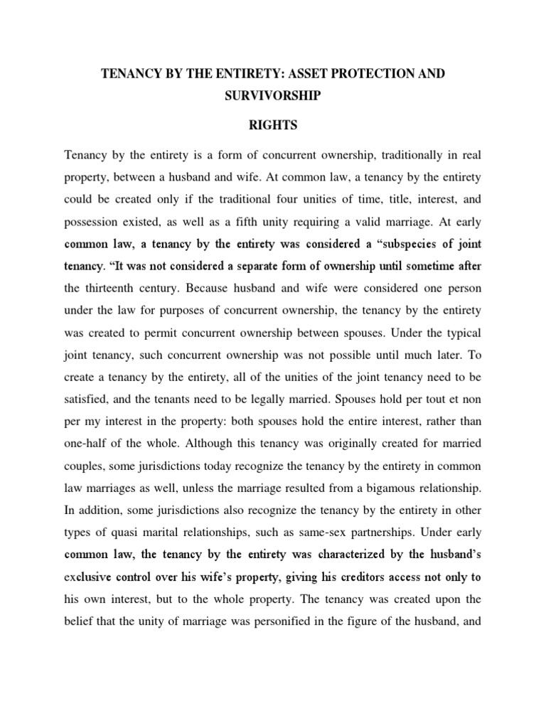 Tenancy by The Entirety | PDF | Concurrent Estate | Leasehold Estate