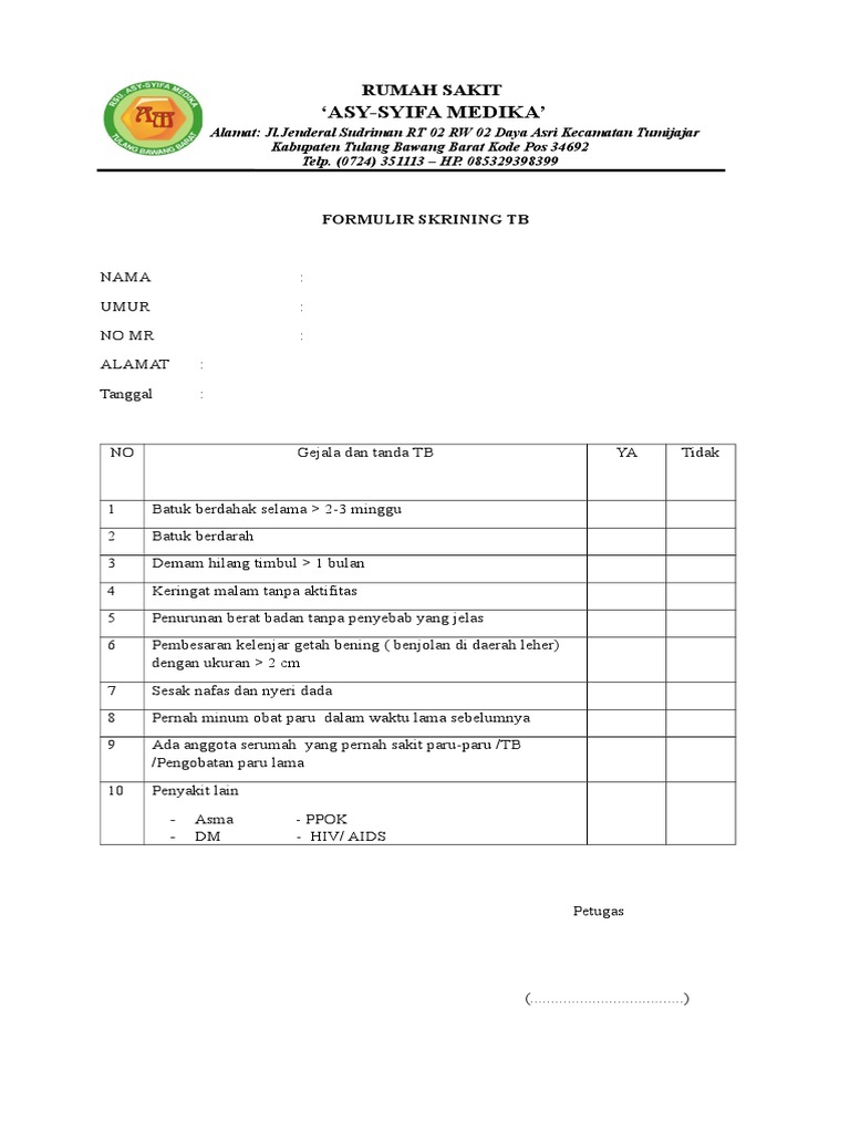 Formulir Skrining Pasien TB | PDF