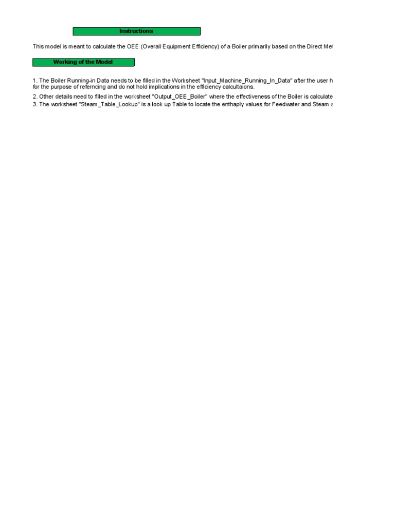 OEE Calculation Model for Boilers | PDF | Boiler | Calorie