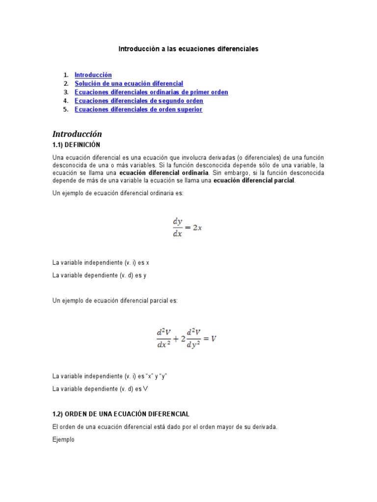 Introducción A Las Ecuaciones Diferenciales | PDF | Ecuaciones diferenciales | Ecuaciones
