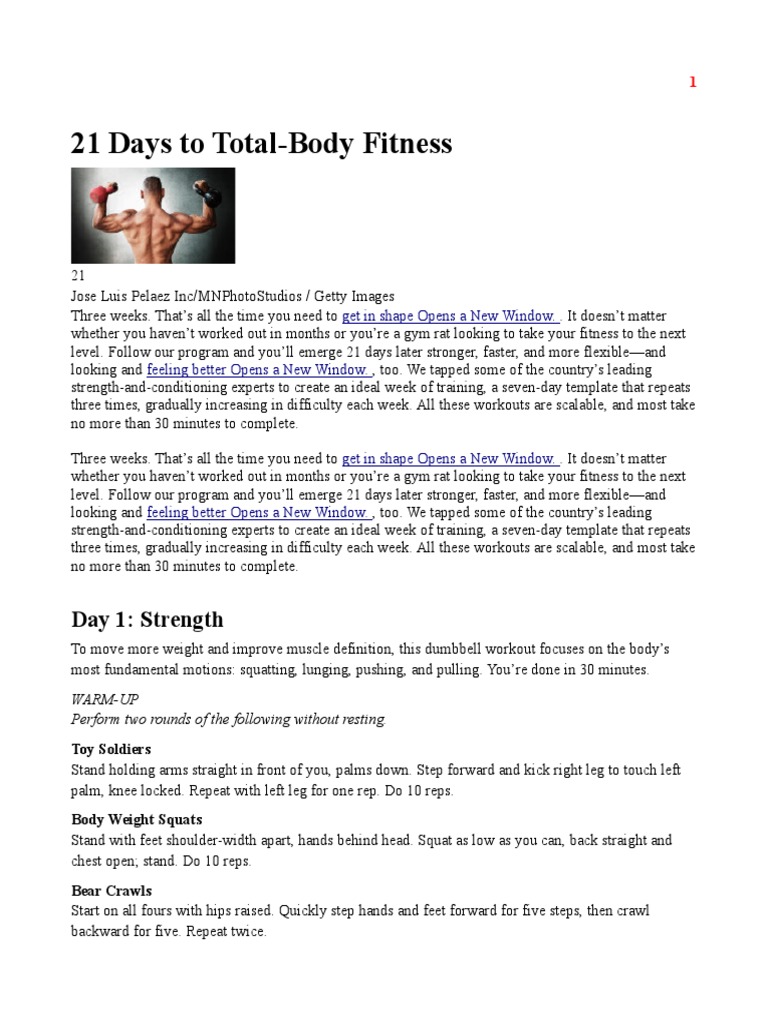21 Days To Total-Body Fitness | PDF | Aerobic Exercise | Rowing (Sport)