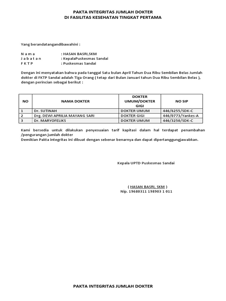 Contoh Surat Pernyataan BLUD 2 | PDF