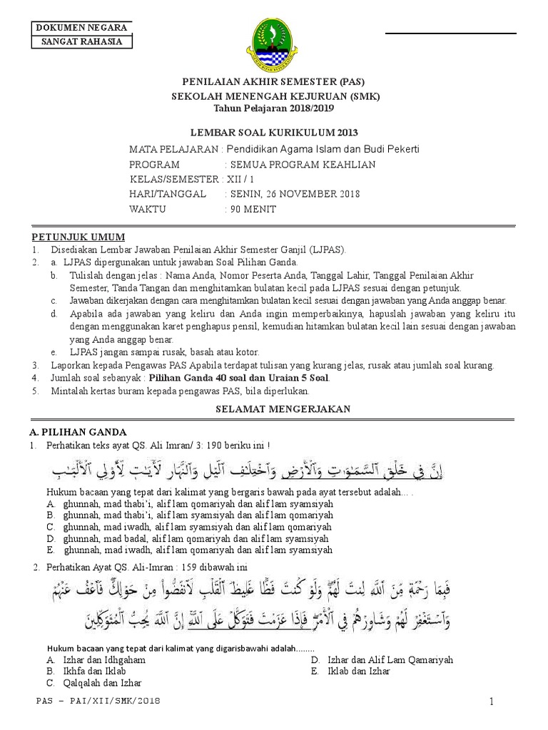 Soal Pai Kls Xii | PDF | Agama & Spiritualitas