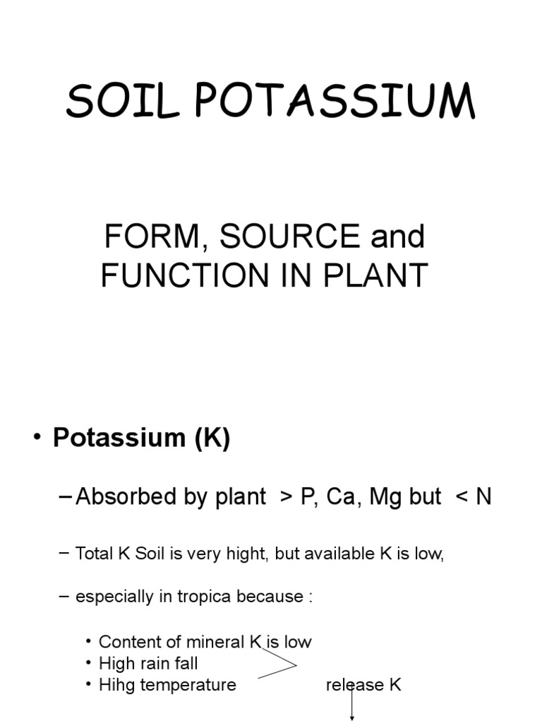 Soil Potassium: Form, Source and Function in Plant | PDF | Potassium ...