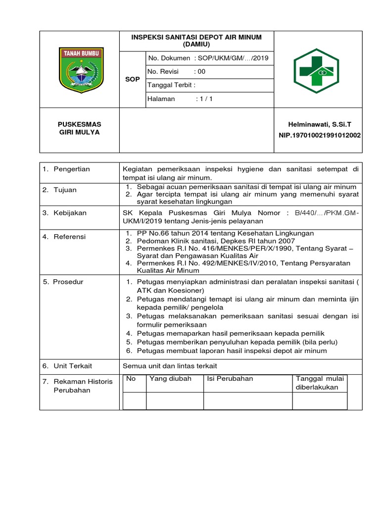 Sop Inspeksi Damiu | PDF