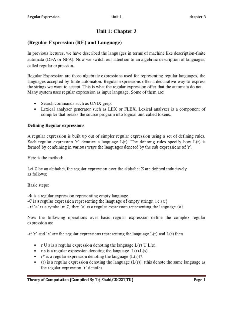 Regular Expression Pdf Regular Expression Models Of Computation