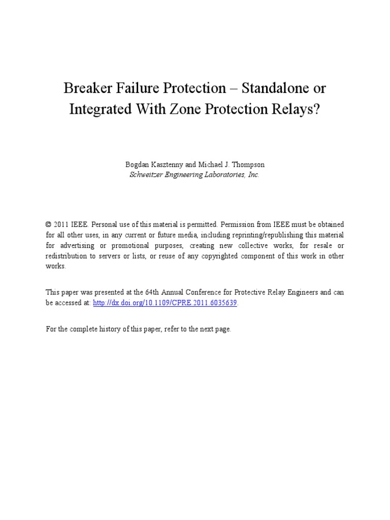 Breaker Failure Protection | PDF | Relay | Bus