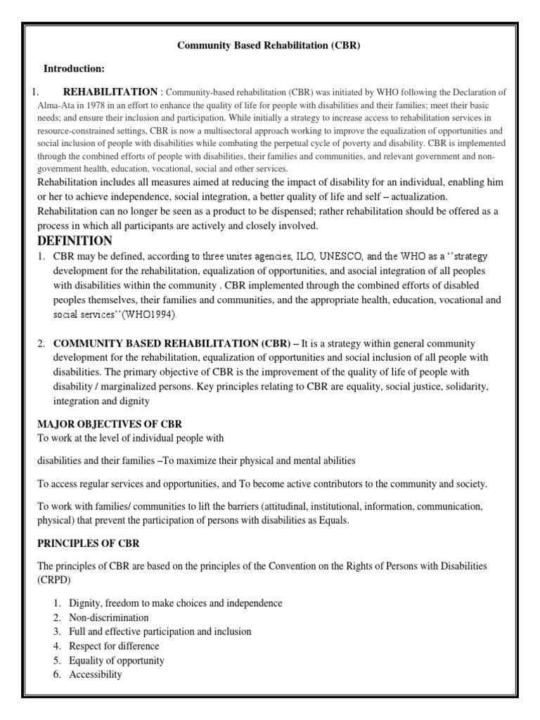 Community-Based Rehabilitation Overview | PDF | Disability | Empowerment