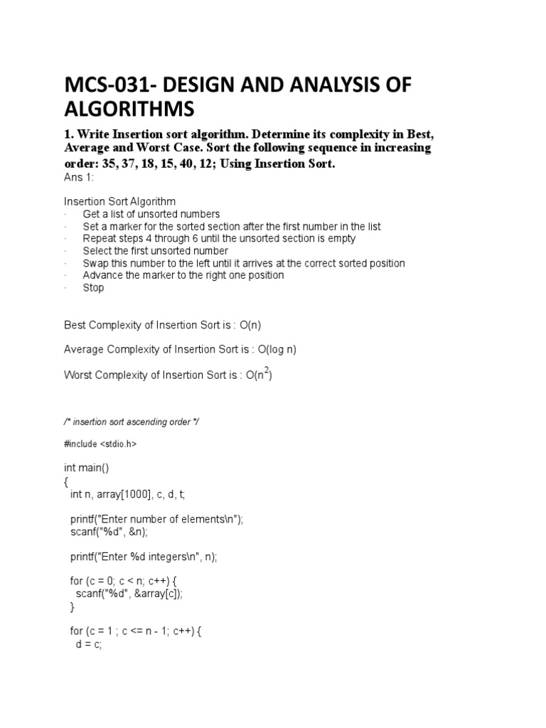 Mca Assignment | PDF | Dynamic Programming | Time Complexity