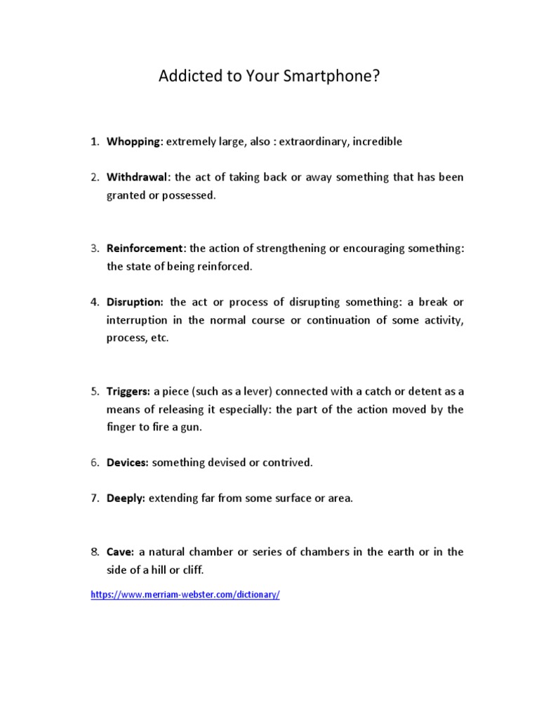 Addicted To Your Smartphone | PDF | Vocabulary | English Language