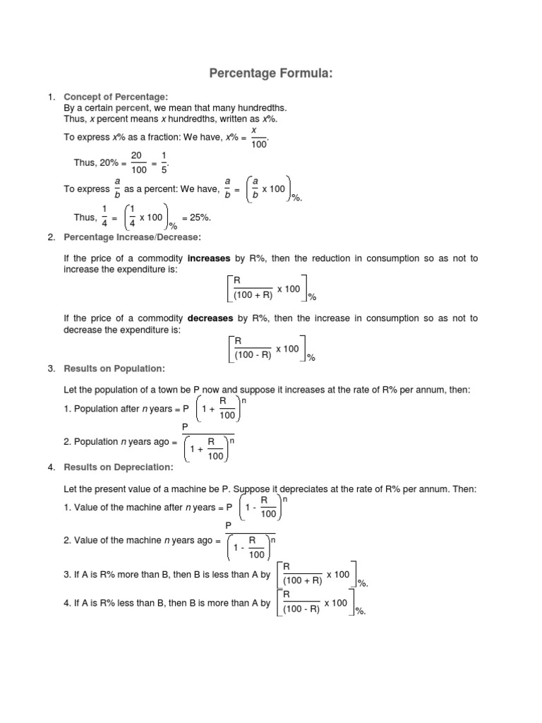 Percentage Formula | PDF | Percentage | Government Finances