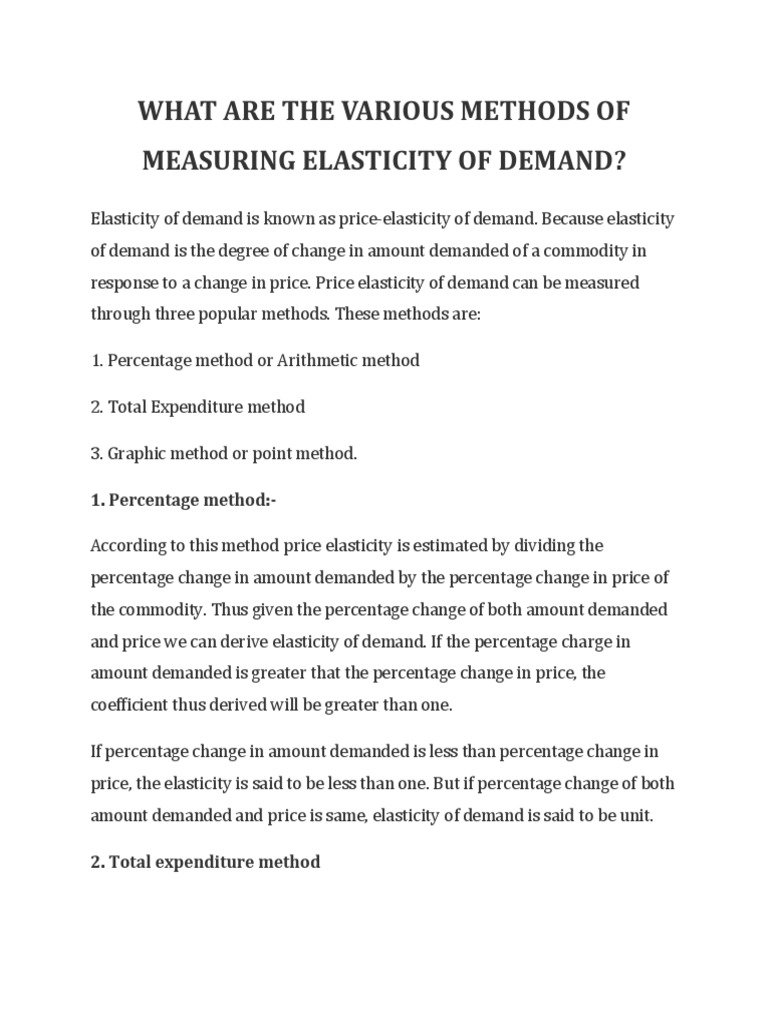 What Are The Various Methods of Measuring Elasticity of Demand? | PDF ...