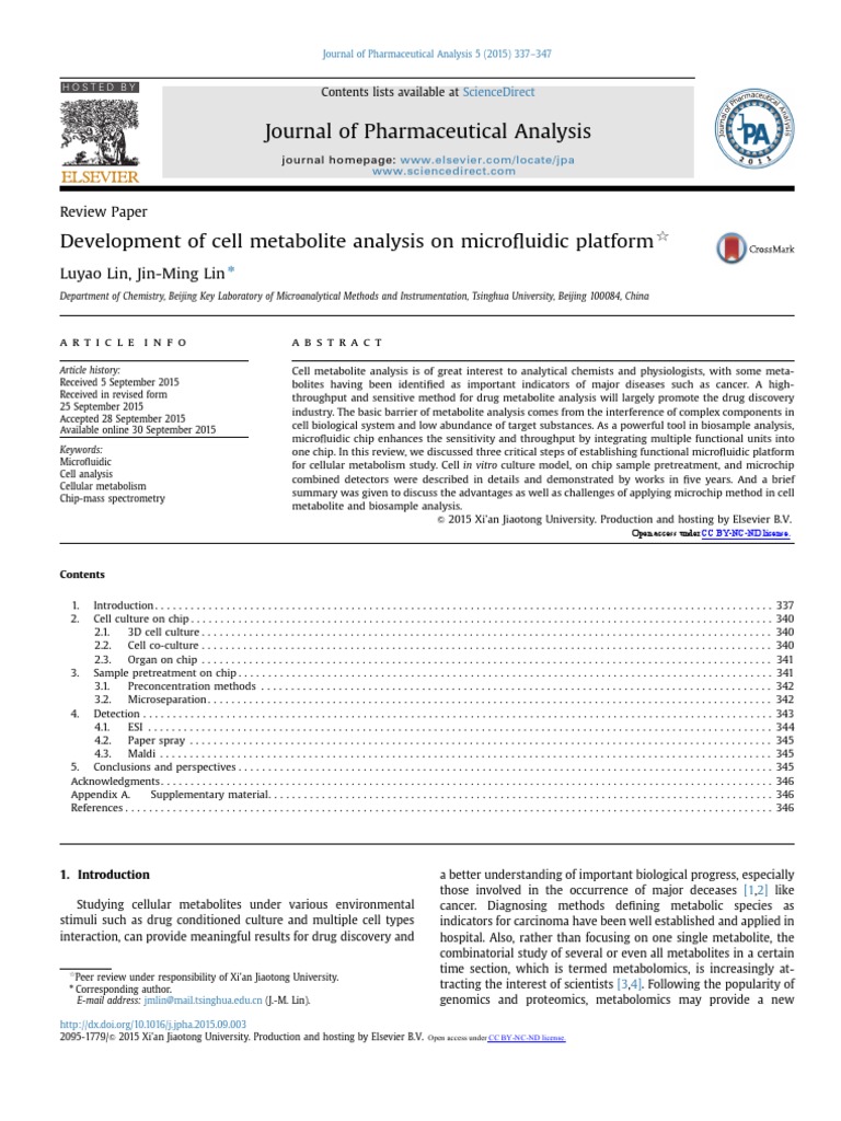 Journal of Pharmaceutical Analysis: Luyao Lin, Jin-Ming Lin | PDF ...