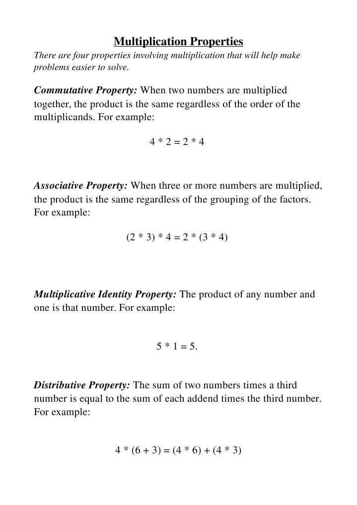 Properties of Multiplication 2 | PDF