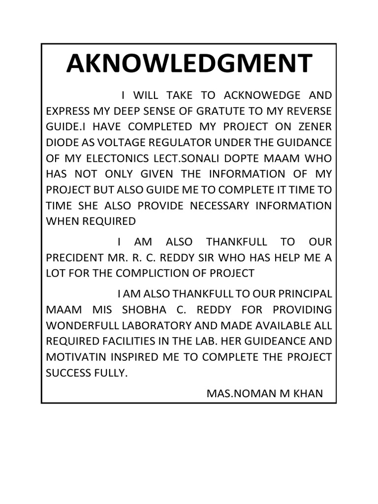 Electronics Project (Zener Diode As Voltage Regulator) | PDF | Diode ...